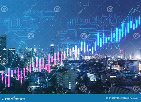 Algorithmic Trading Concept With Digital Growing Stock Market Chart Candlestick And Microcircuit