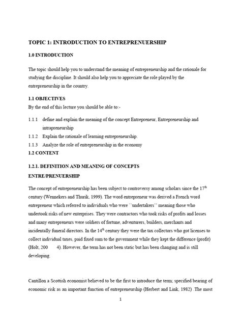 Entrepreneurship Notes Week1 To 4 Pdf Entrepreneurship Factors Of Production