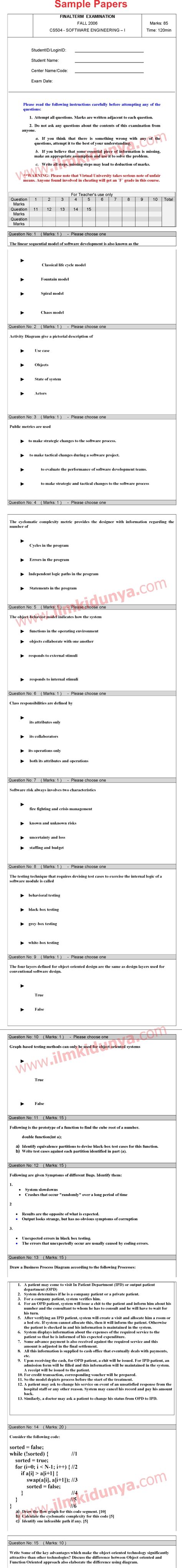 Cs504 Software Engineering 1 Bs Information Technology Vu University