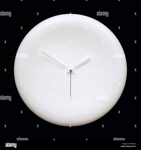 Abstract Blank White Modern Analog Clock With Arrows On Black