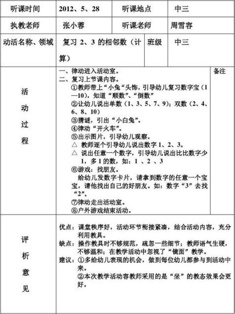 幼儿听课记录范文大全（八篇） 范文118
