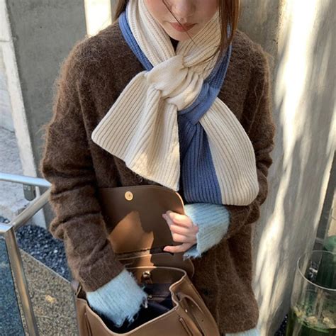 코키코키 💙폭닥쫀득💙하찌 리본배색 머플러 목도리 겨울아이템