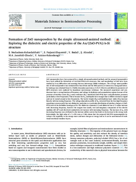 Pdf Formation Of Zno Nanopowders By The Simple Ultrasound Assisted