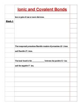 Ionic And Covalent Bonds Babe Guided Notes By DeCicco Science