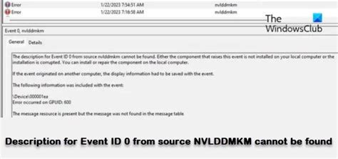 Description For Event Id 0 From Source Nvlddmkm Cannot Be Found
