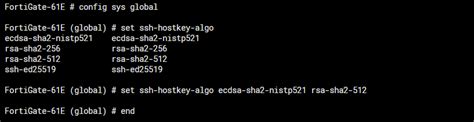 Technical Tip How Ssh Server Host Key Algorithms Fortinet Community