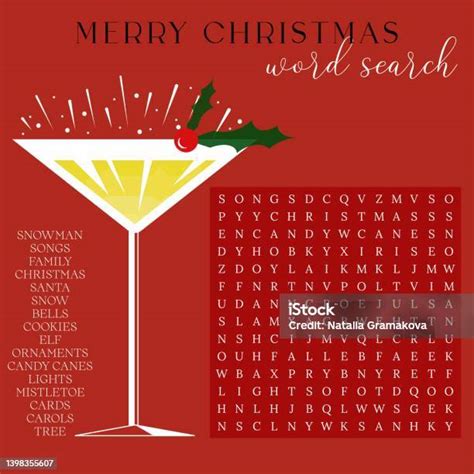 아름다운 크리스마스 단어 검색 퍼즐 겨울 휴가에 대한 크로스 워드 게임 활동 워크시트 빈티지 스타일의 파티 카드 크리스마스에 대한 스톡 벡터 아트 및 기타 이미지 Istock