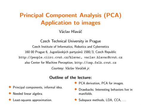 Pdf Principalcomponentanalysispca Peopleciirccvutcz~hlavac