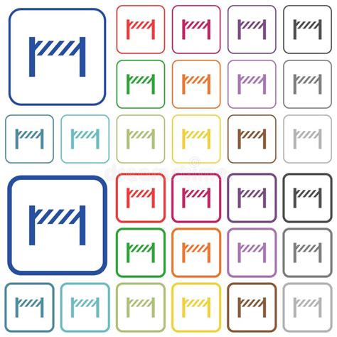Road Closure Fence Outlined Flat Color Icons Stock Vector Illustration Of Force Closure