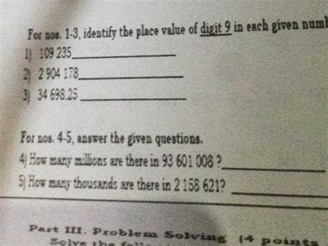 For Ans 1 3 Identify The Place Value Of Digit StudyX