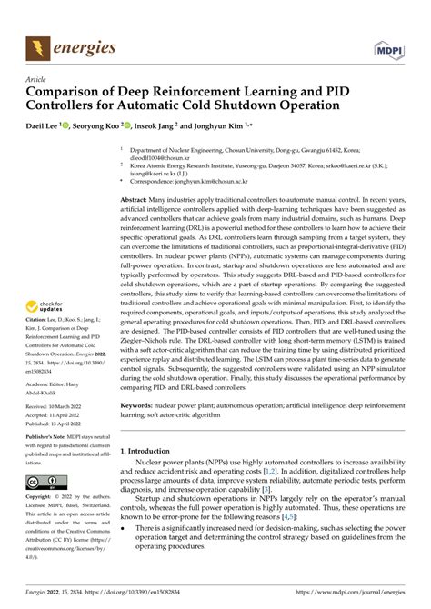 Pdf Comparison Of Deep Reinforcement Learning And Pid Controllers For Automatic Cold Shutdown