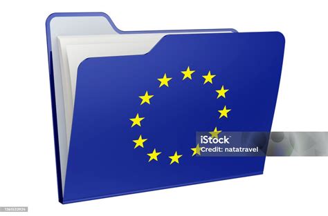 Eu 플래그가 있는 컴퓨터 폴더 아이콘입니다 3d 렌더링 유럽 연합에 대한 스톡 사진 및 기타 이미지 유럽 연합 데이터베이스 유럽연합기 Istock