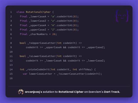 Arcanjoaqs Solution For Rotational Cipher In Dart On Exercism