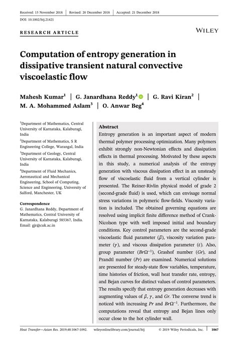 Computation Of Entropy Generation In Dissipative Transient Natural