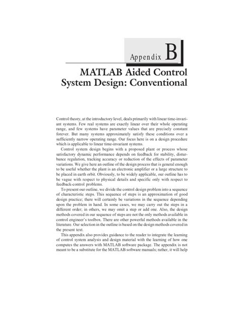 Matlab Aided Control System Design Conventional Pdf Control Theory Computer Simulation