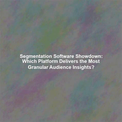 Segmentation Software Choosing The Best Platform For Insights