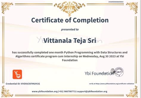 Teja Sri Vithanala On Linkedin Ybi Python