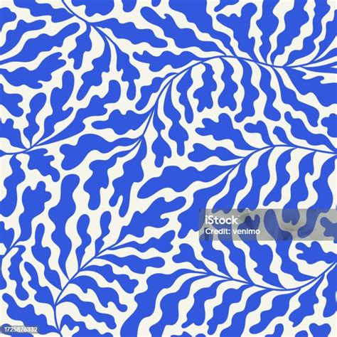 단순한 마티스의 순진하고 히피족 그루비 스타일 꽃과 식물 꽃무늬 식물 손으로 그린 디자인 매끄러운 패턴의 벡터 그림 강렬하고 밝은 색상에 대한 스톡 벡터 아트 및 기타