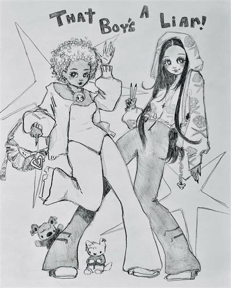 Pink Pantheress And Ice Spice Sketchbook Art Inspiration Cartoon Art