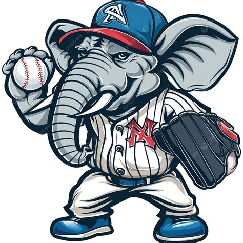 Elephant Playing Baseball Cartoon