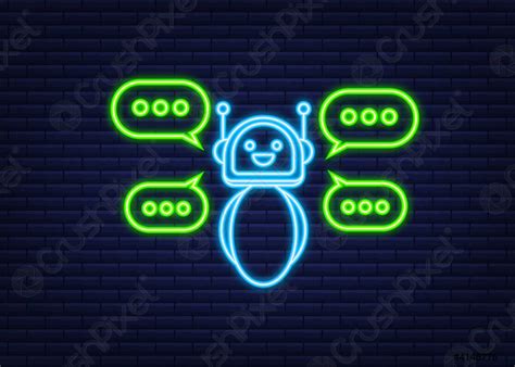 Robot Icon Bot Sign Design Neon Icon Chatbot Symbol Concept Stock