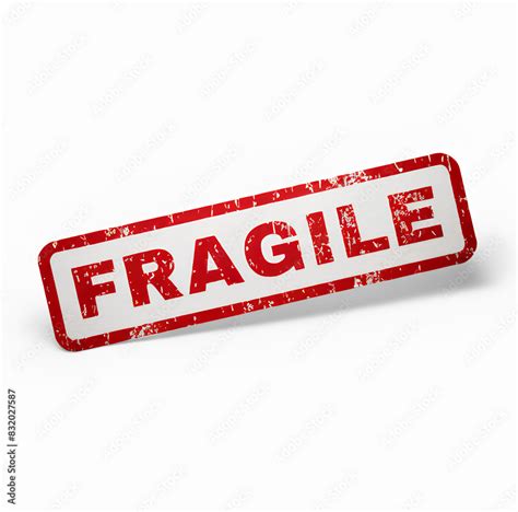 Rectangular Red Fragile Label On White Background With Dirty Texture Stock Illustration Adobe