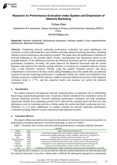 Pdf Research On Performance Evaluation Index System And Empirisiam Of