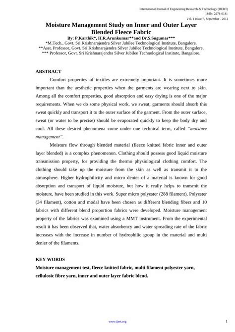 Pdf Moisture Management Study On Inner And Outer Layer Blended Pdf Moisture Management Study On Inner And Outer Layer Blended