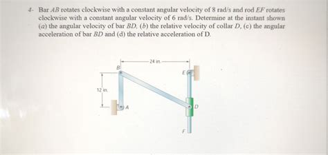 solved 4 ﻿bar ab ﻿rotates clockwise with a constant angular
