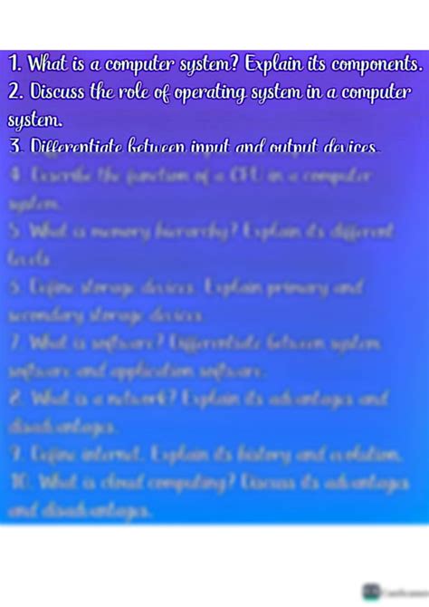 Solution Introduction To Computer System Class 11 Important Questions
