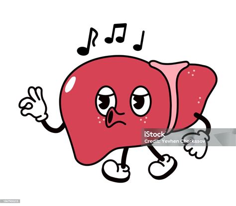 귀여운 재미 간 산책 노래 캐릭터 벡터 핸드는 전통적인 만화 빈티지 복고풍 가와이이 캐릭터 일러스트 아이콘을 그린 흰색 배경에 격리 간 산책과 노래 문자 개념 간 내부