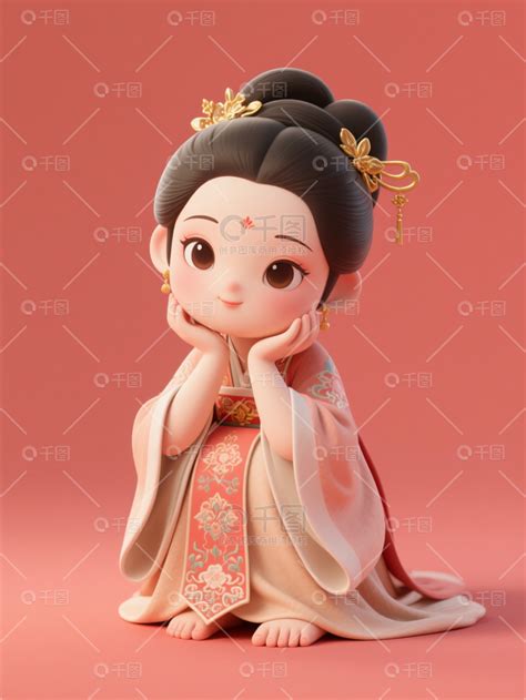 App头像ai数字艺术 3d卡通人物汉服美女 Ai平面元素免费下载png格式3072像素编号71961806 千图网