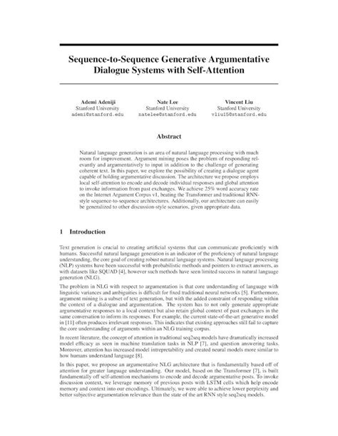 Pdf Sequence To Sequence Generative Argumentative Dialogue Web