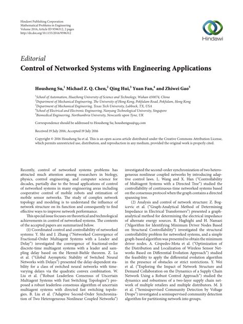 Pdf Control Of Networked Systems With Engineering Applications