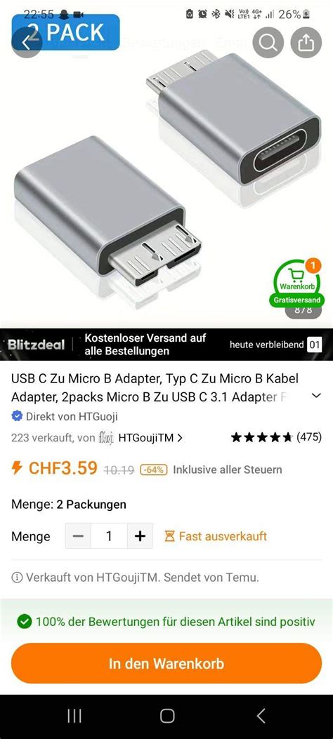 Usb C Auf Micro Usb B Adapter Computer Speicherkarte Online Shopping
