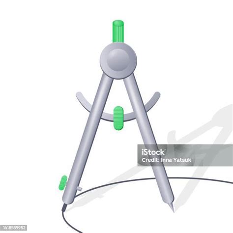 원과 곡선을 그리기위한 구형 나침반 제도를위한 캘리퍼 도구 벡터 일러스트레이션 건축가에 대한 스톡 벡터 아트 및 기타 이미지
