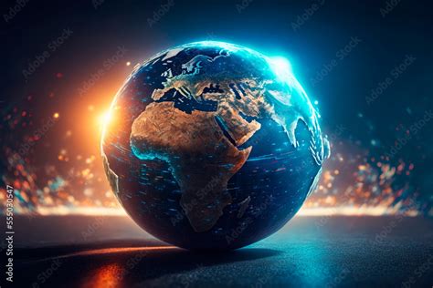 Global Communication Network Around Planet Earth In Space Global Network Connection Covering