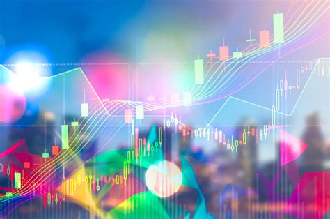 추상적인 흐린 사진 비즈니스 그래프 및 투자 선물 시장의 무역 모니터를 통해 거래 그래프를 표시 응용 프로그램 인터페이스는 주식 통화를 거래 하는 것입니다 증권 브로커 도구