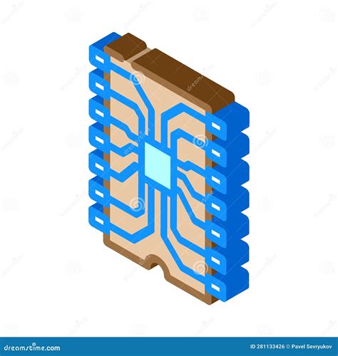 Ic Chip Electronic Component Isometric Icon Vector Illustration Stock Illustration