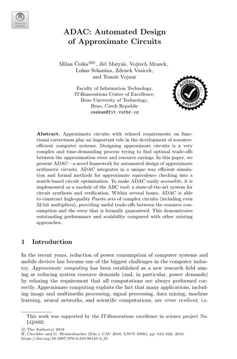 Pdf Adac Automated Design Of Approximate Circuits 30th