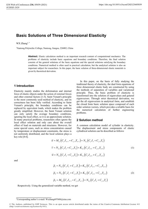 pdf basic solutions of three dimensional elasticity