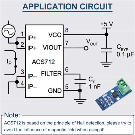 DAOKAI 5 Pcs ACS712 30A Range Current Sensor Module Chip ACS712ELC 30A Hall Current Sensor
