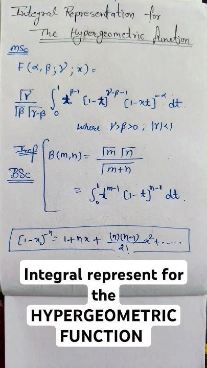 Integral Representation For The Hypergeometric Function Youtube
