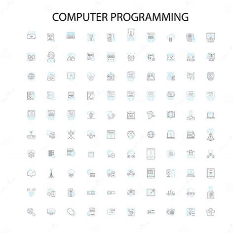 Computer Programming Icons Signs Outline Symbols Concept Linear