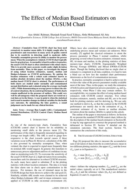 Pdf The Effect Of Median Based Estimators On Cusum Chart