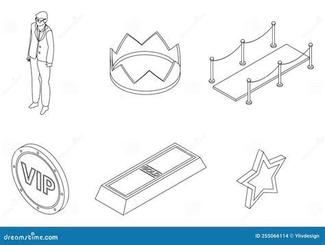 Vip Icons Set Vector Outline Stock Vector Illustration Of Star Fashion 255066114