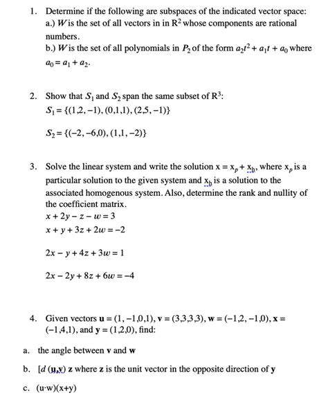 solved determine if the following are subspaces of the indicated