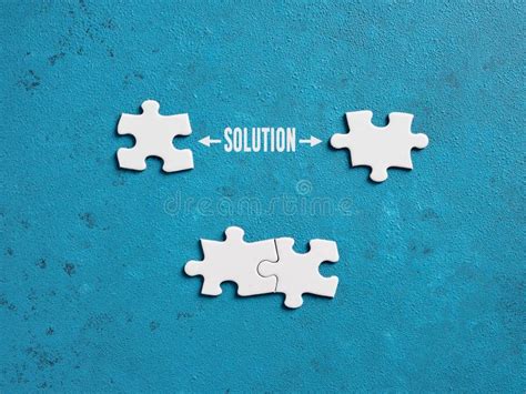 The Word Solution With Puzzle Pieces On Blue Background Stock Image Image Of Innovation