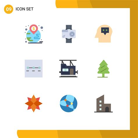 pictogram set of 9 simple flat colors of transport bullet photo wizard