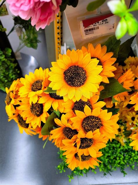 Decorative Plastic Flowers And Plants In A Shop Stock Image Image Of